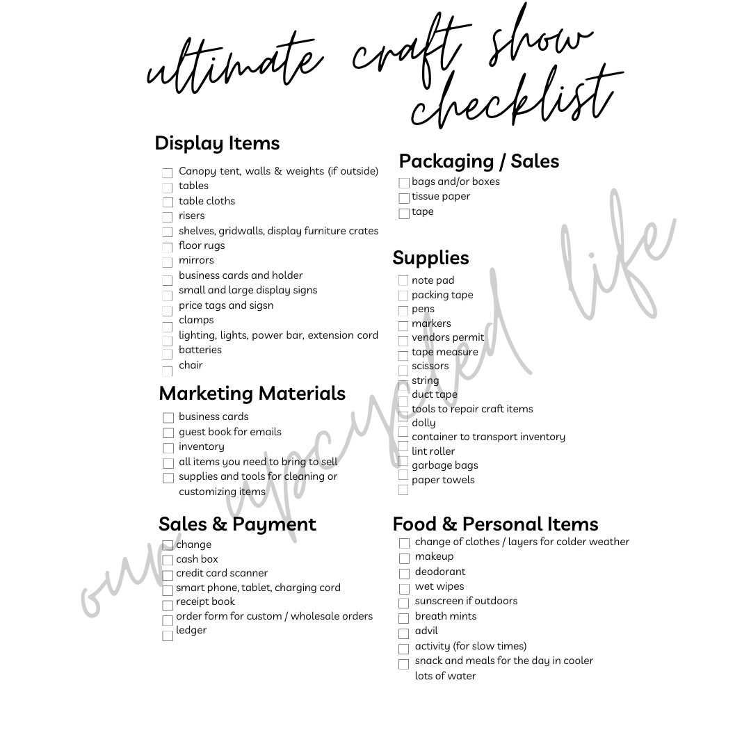 Craft Show Organizer / Checklist, Sales Tracker, Receipts / Instant Do ...